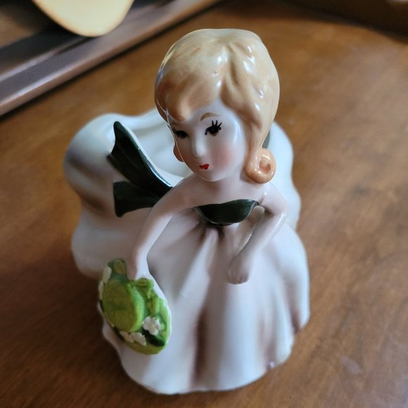 Relpo | Accents | Vintage 95 Ceramic Relpo Planter Girl With Ruffled ...